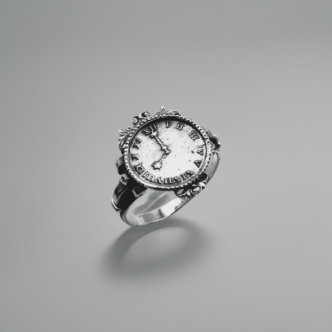 Sterling Silver Clock Ring